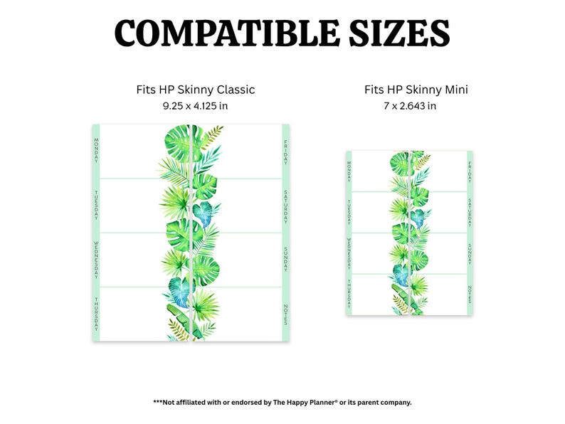 WEEKLY Planner Inserts Fits Happy Planner Skinny Classic, Skinny Mini ...