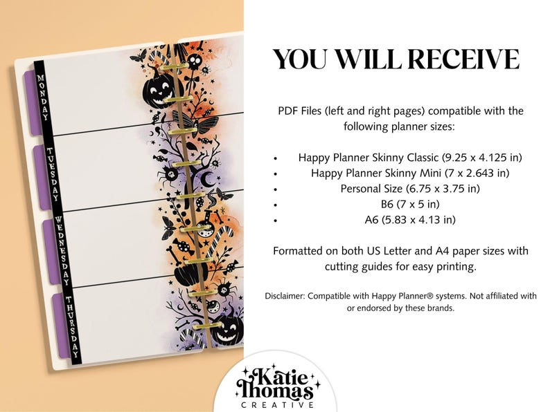 HALLOWEEN WEEKLY Planner Inserts Fit Happy Planner Skinny Classic ...