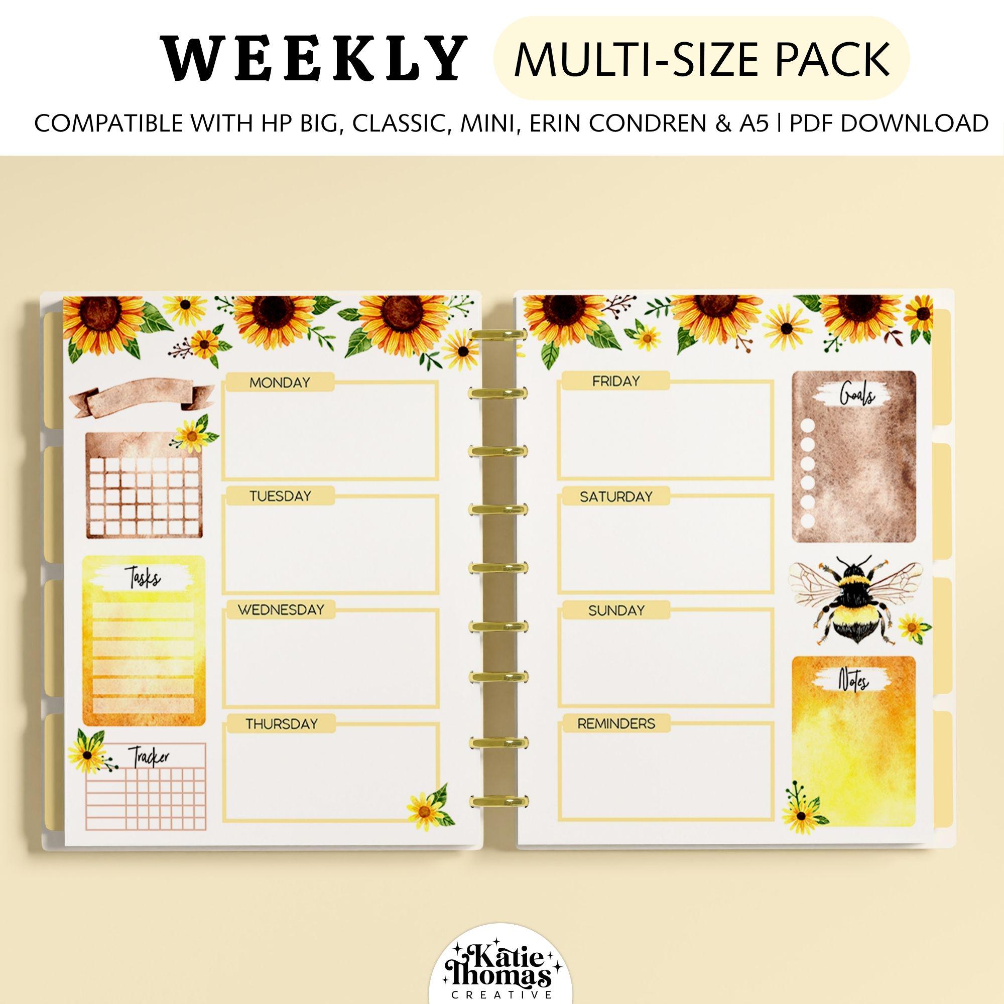 WEEKLY Planner Inserts Fits Happy Planner Classic, Big, Mini, Erin ...