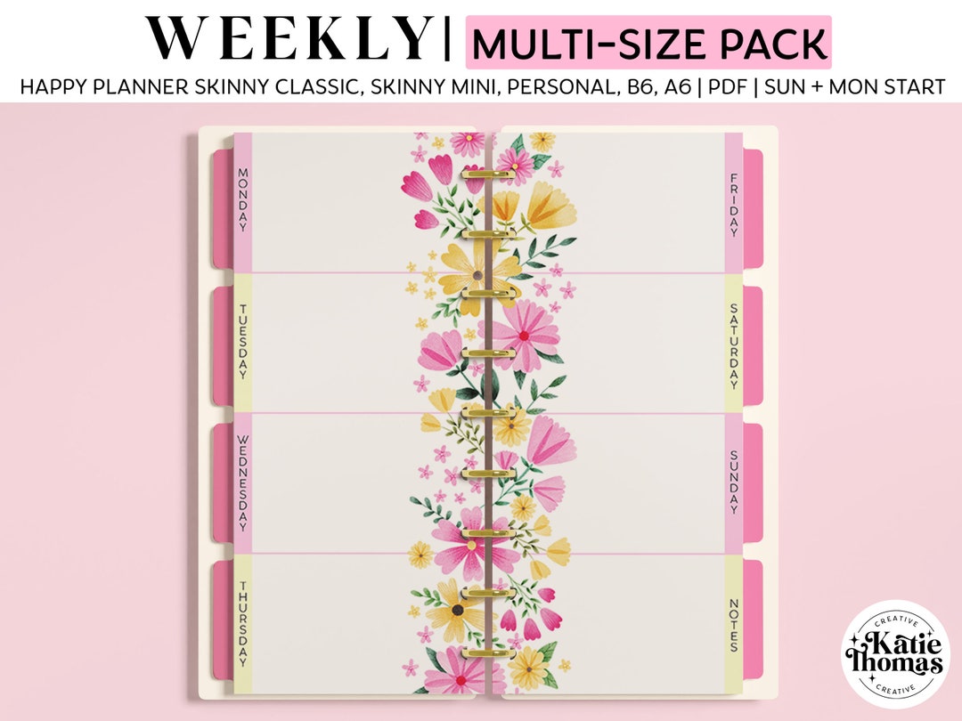 WEEKLY Planner Inserts for Happy Planner Skinny Classic, Skinny Mini ...