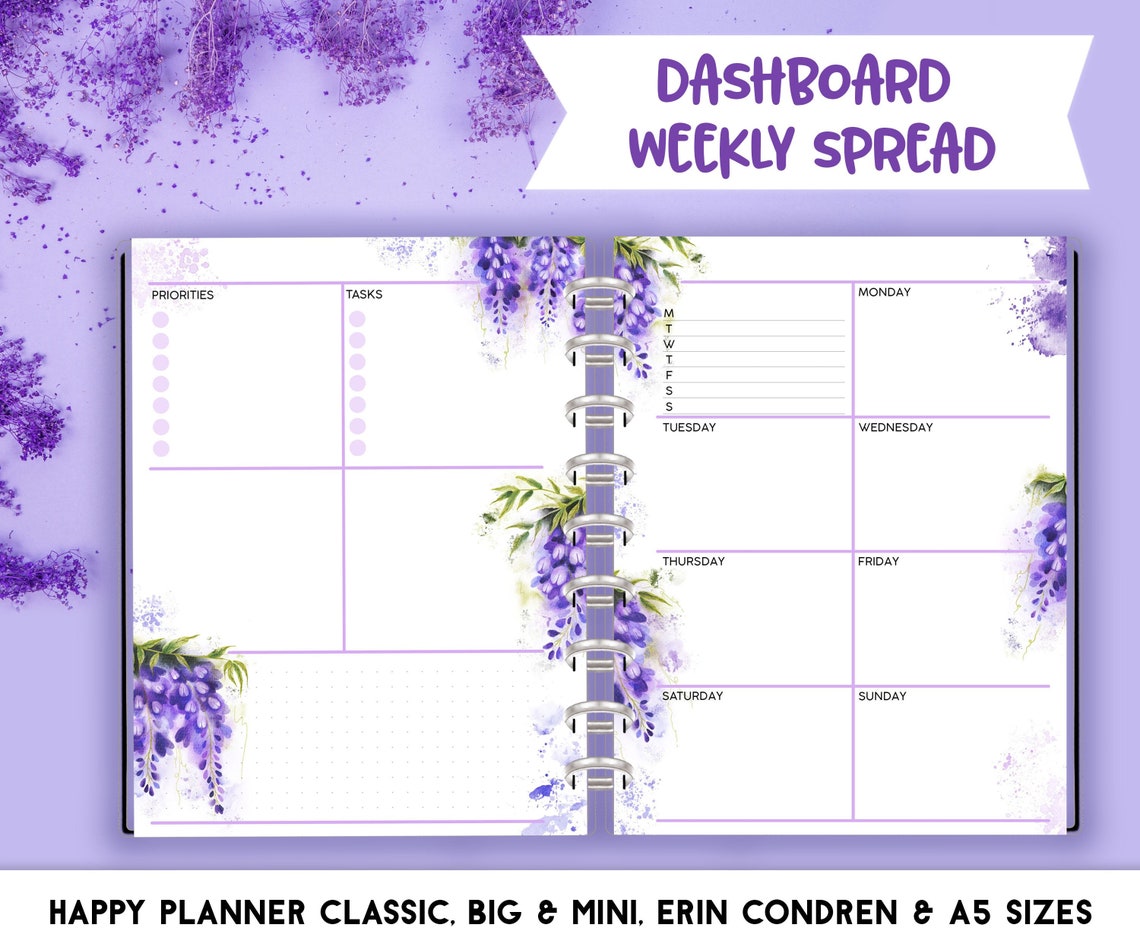 WEEKLY DASHBOARD Planner Inserts for Happy Planner Classic | Etsy