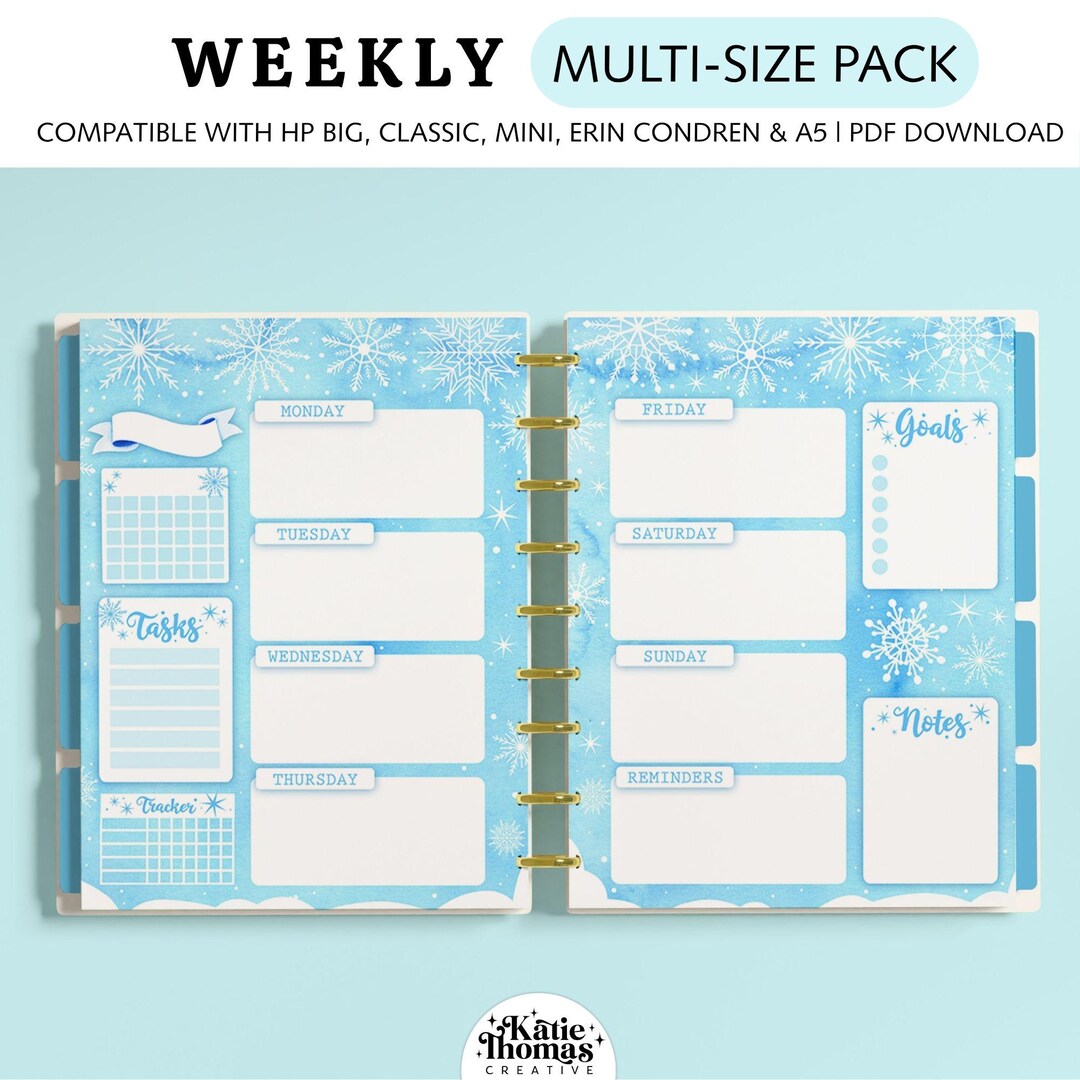 WEEKLY Planner Inserts Fits Happy Planner Classic, Big & Mini, Erin ...