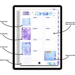 Moon and Stars Digital Planner for Goodnotes, Digital Journal, Undated ...