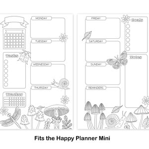 Printable Colouring WEEKLY Planner Inserts for Happy Planner - Etsy