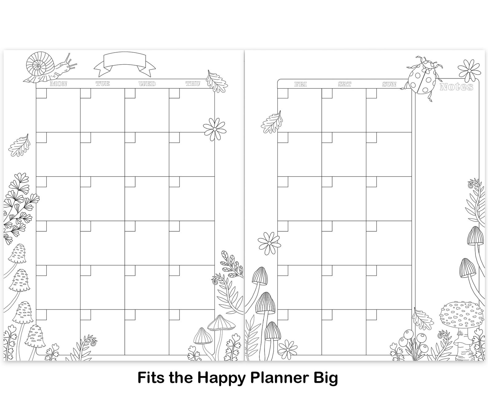 MONTHLY Coloring Printable Planner Pages for Happy Planner - Etsy