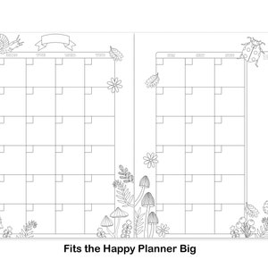MONTHLY Coloring Printable Planner Pages for Happy Planner - Etsy