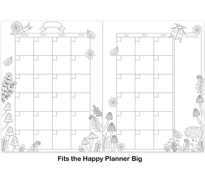 MONTHLY Coloring Printable Planner Pages for Happy Planner - Etsy Australia