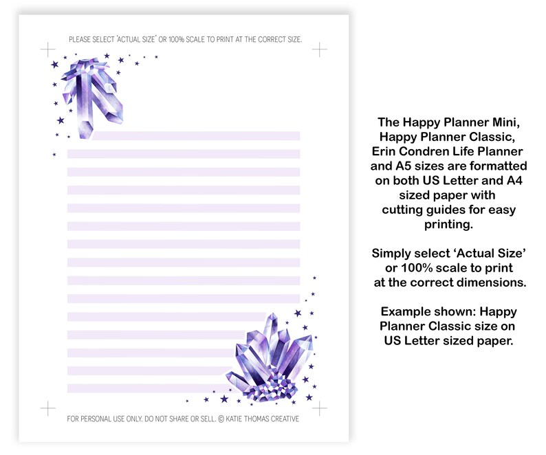 Amethyst Crystal Printable Planner Inserts Printable - Etsy