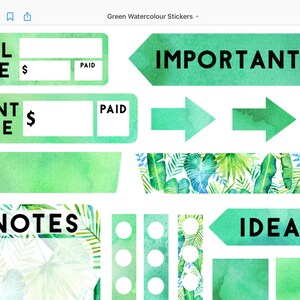 Green Watercolor Digital Planner Stickers for Digital Planning and ...