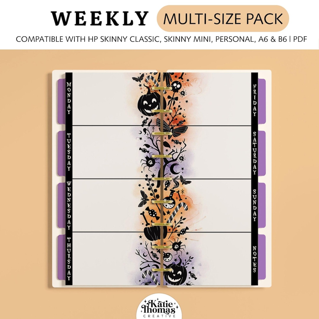 HALLOWEEN WEEKLY Planner Inserts Fit Happy Planner Skinny Classic ...