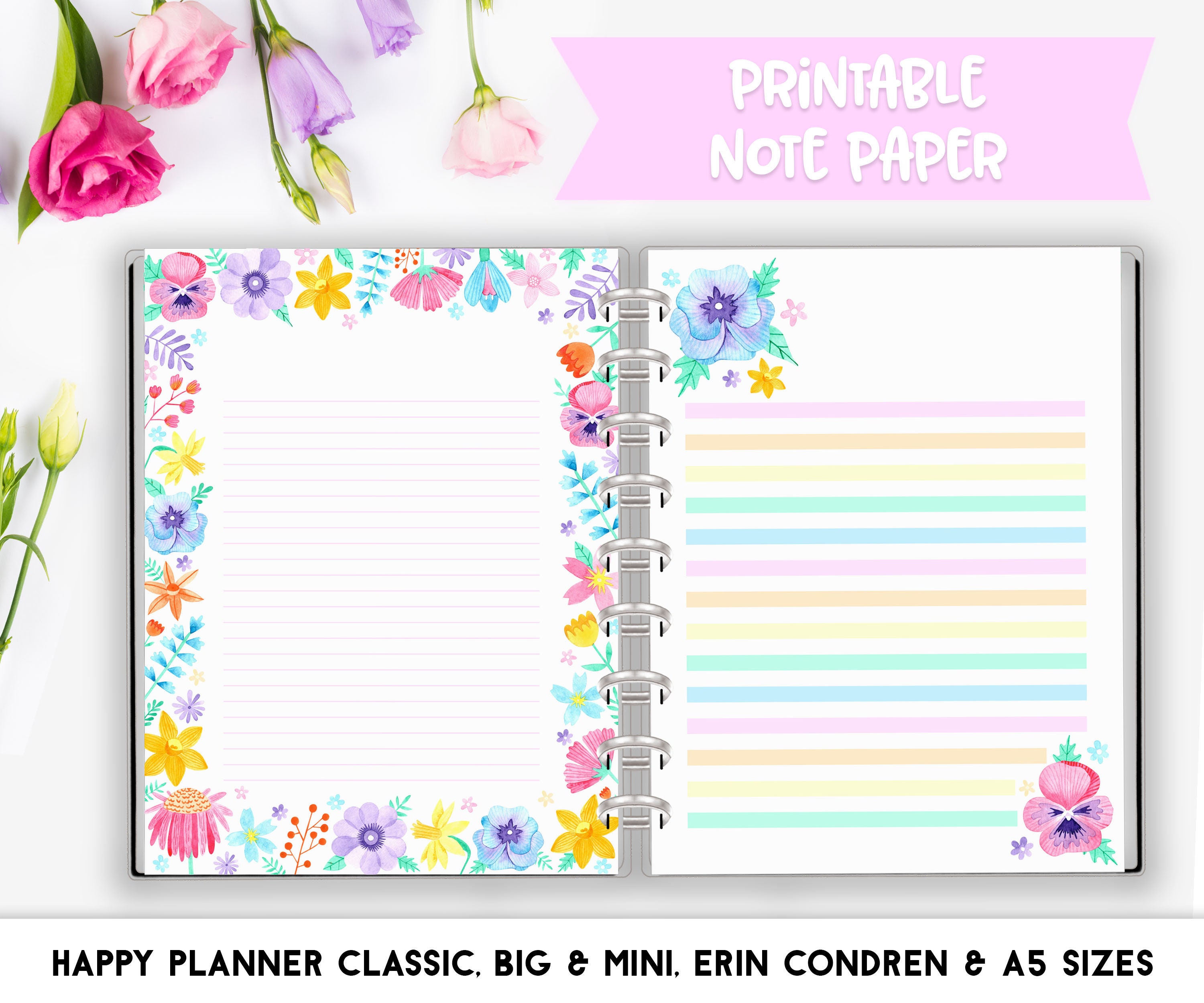 Rainbow Floral Printable Letter Writing Paper Printable - Etsy Australia