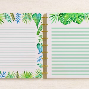 Tropical Leaves Printable Planner Inserts, Printable Note Paper Fits ...