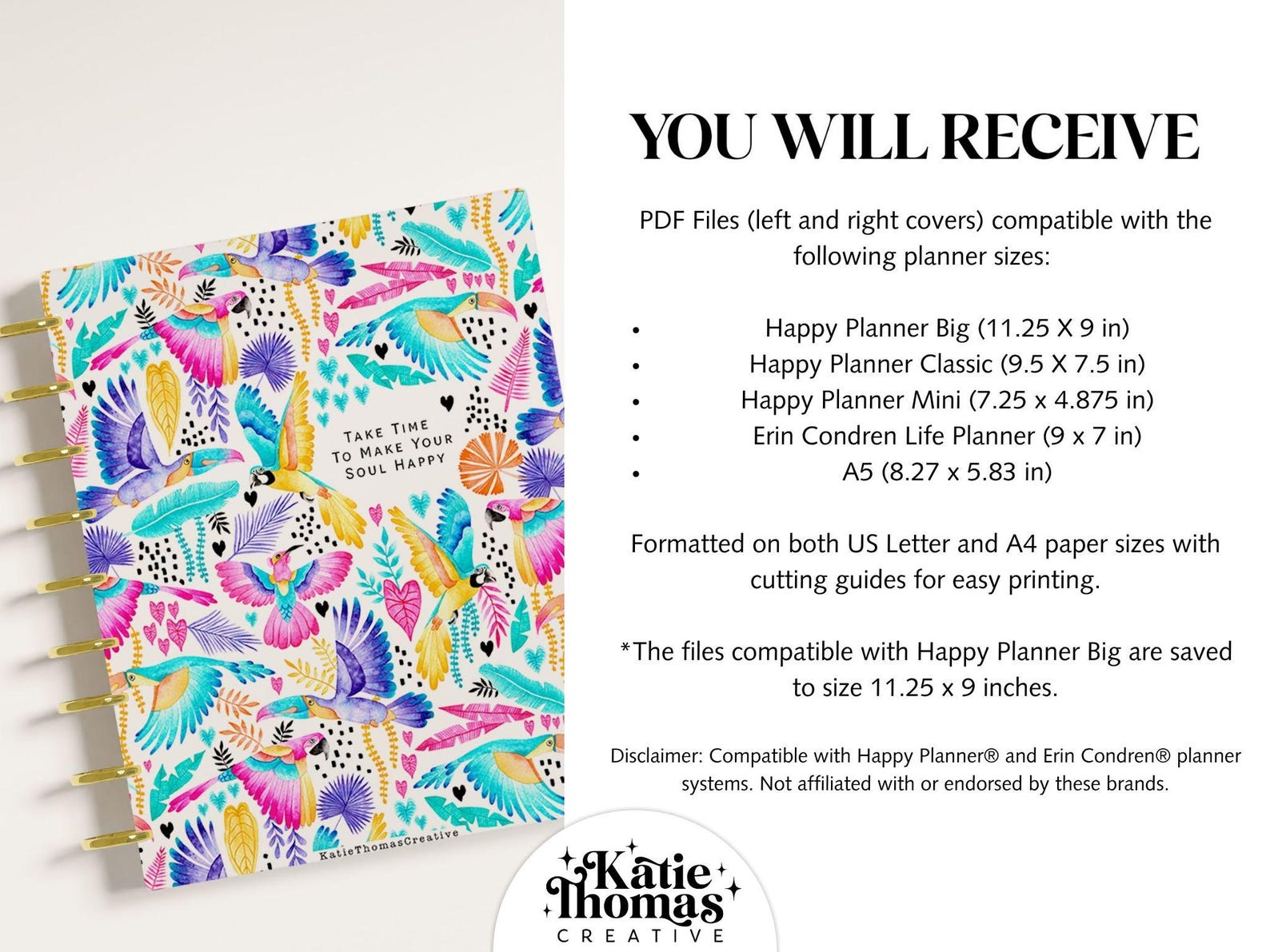 Summer Jungle Theme Printable Planner or Notebook Cover Fits Happy ...