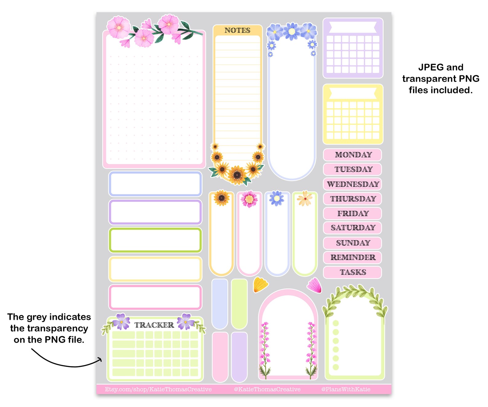 Printable Planner and Journal Sticker Kit, Weekly and Monthly Sticker ...