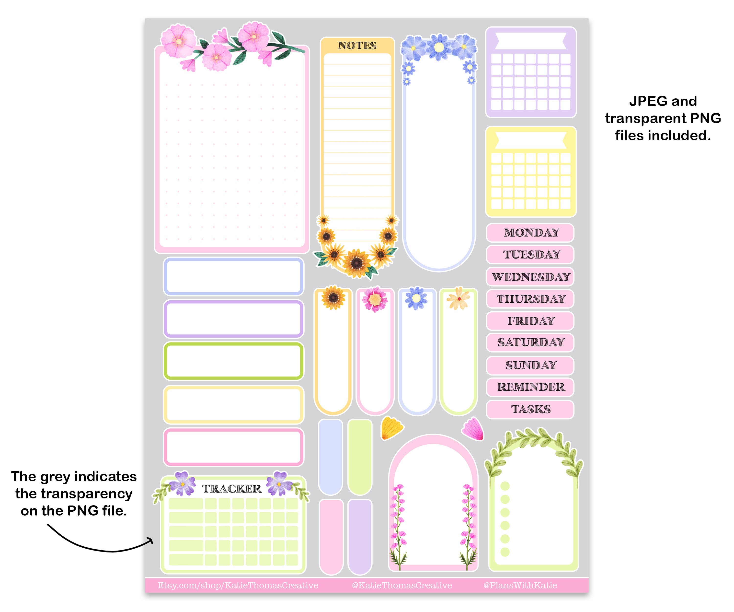 Printable Planner and Journal Sticker Kit Weekly and Monthly - Etsy