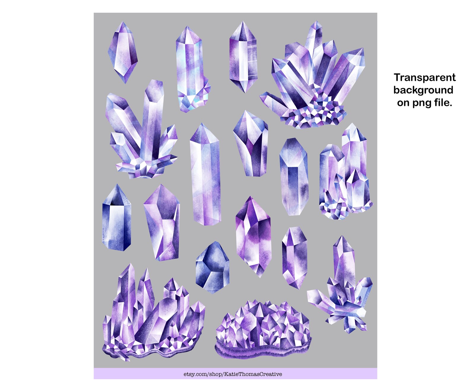 Amethyst Crystals Sticker Sheet Printable Sticker Set for | Etsy