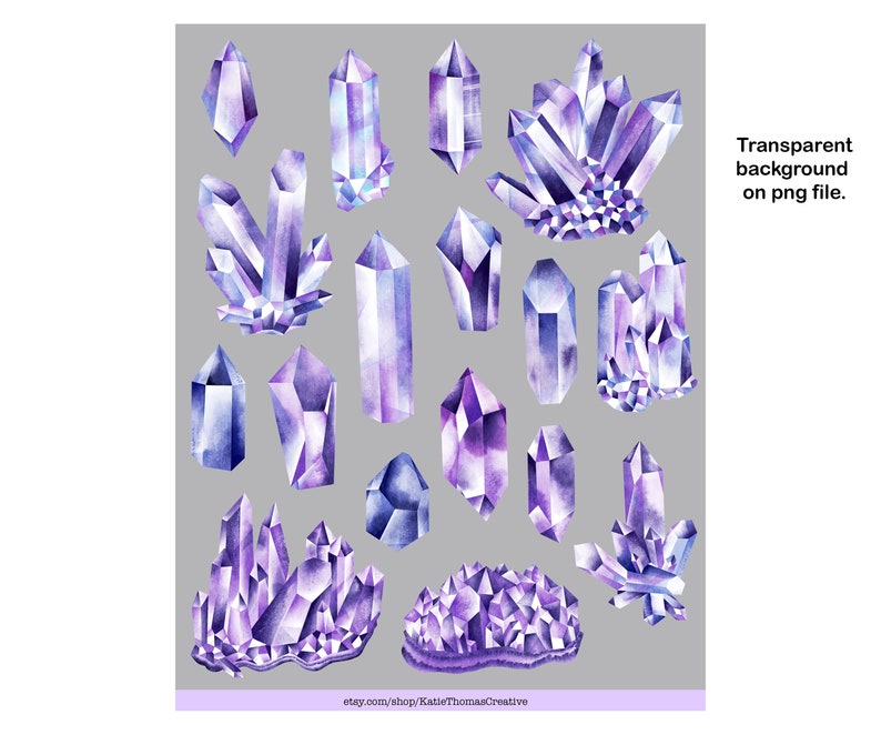 Amethyst Crystals Sticker Sheet Printable Sticker Set for | Etsy