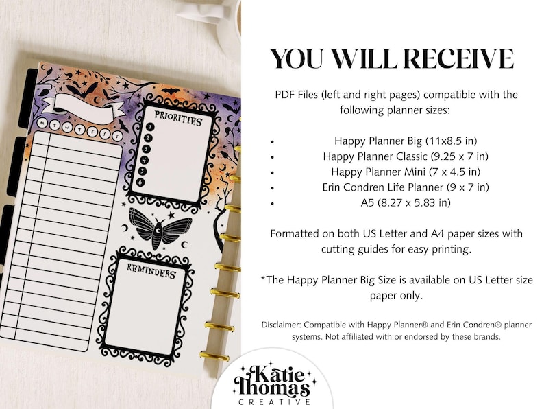HALLOWEEN DAILY Planner Inserts Fits Happy Planner Classic, Big & Mini ...