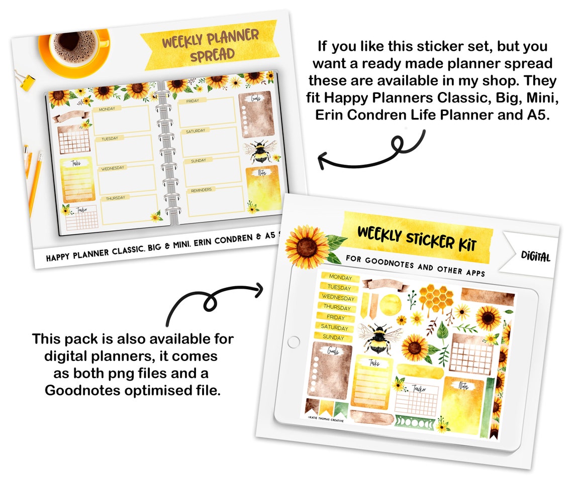 Printable Planner Weekly Sticker Kit 39 Aesthetic Stickers | Etsy