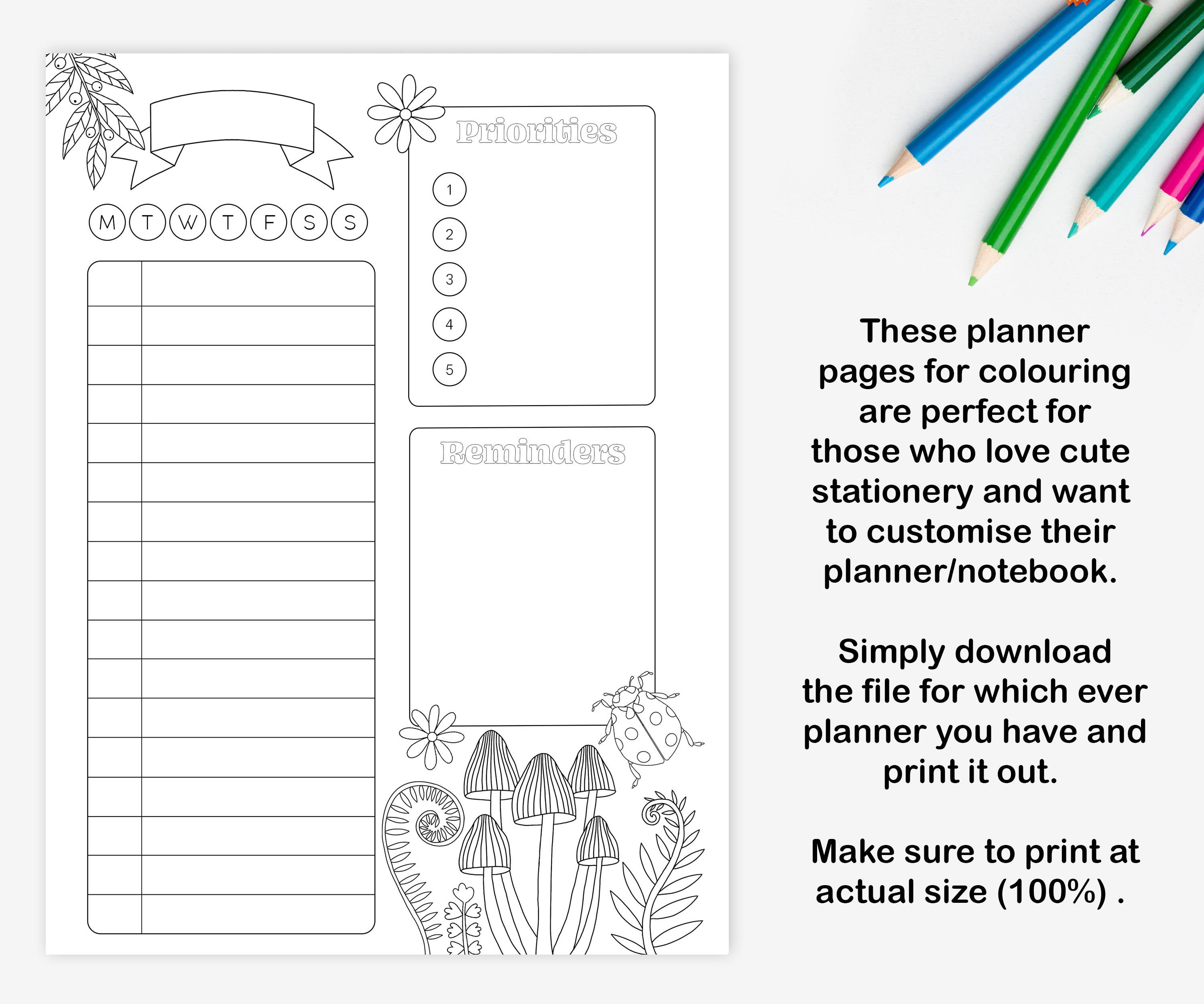 Printable Coloring DAILY Planner Inserts for Happy Planner - Etsy Australia