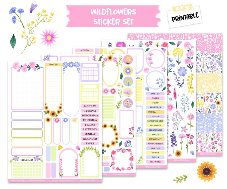 Printable Planner and Journal Sticker Kit Weekly and Monthly - Etsy