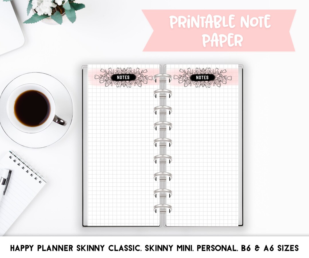 Printable Note Paper Planner Inserts for Happy Planner Skinny Classic ...