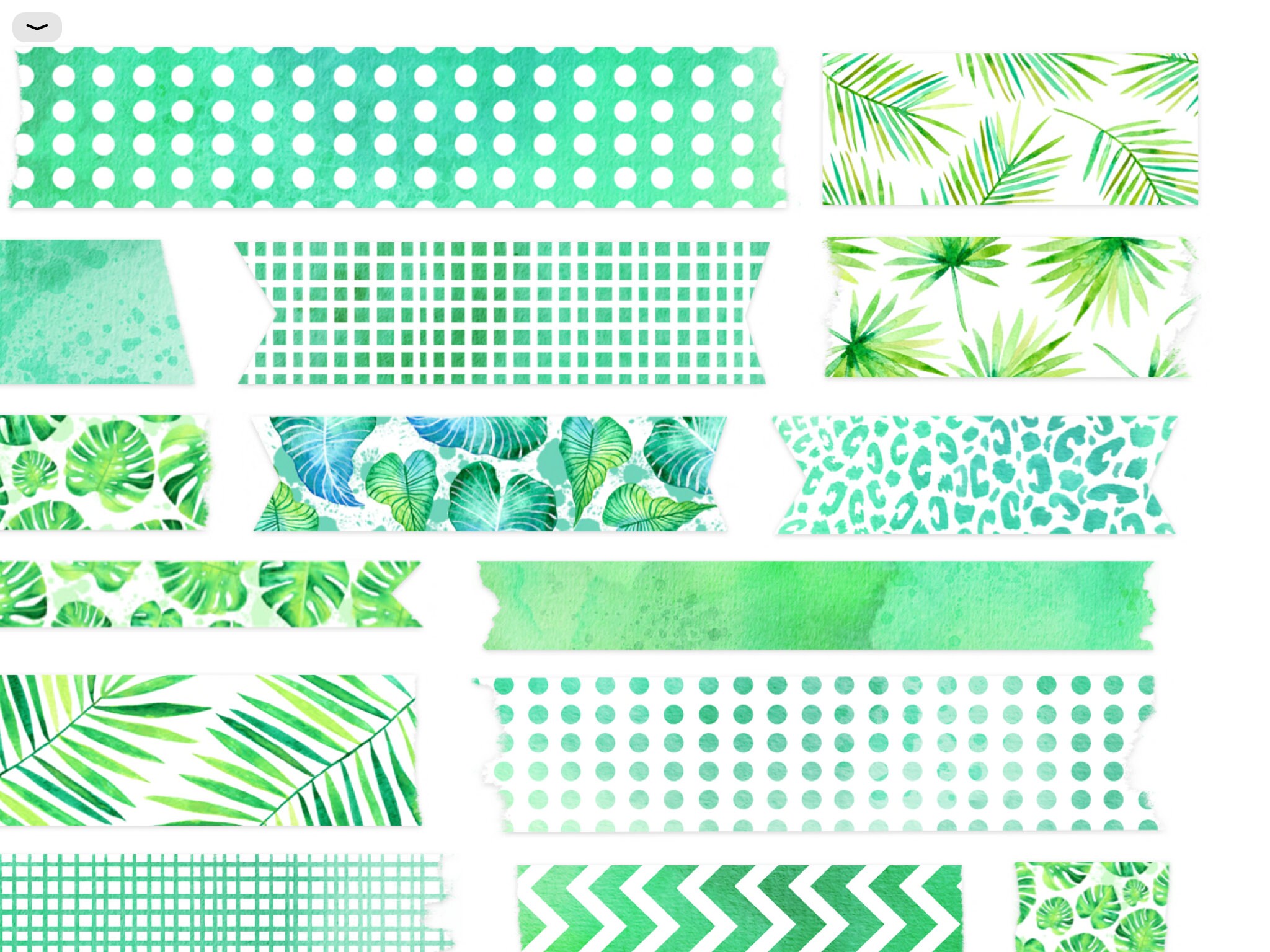 Digital Planner Stickers Green Watercolor Washi Tape Set PNG | Etsy