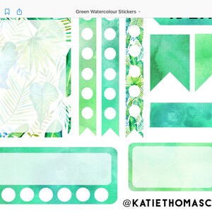 Green Watercolor Digital Planner Stickers for Digital Planning and ...