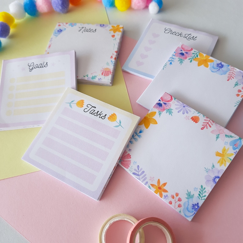 Printable Memo Pad Notes Pastel Rainbow Floral Stationery to - Etsy