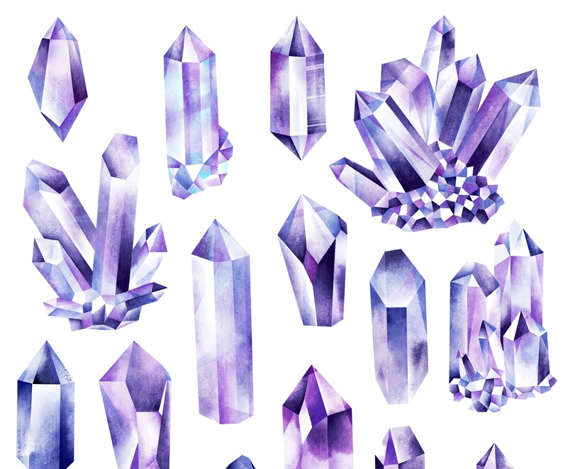 Amethyst Crystals Sticker Sheet, Printable Sticker Set for Journals ...