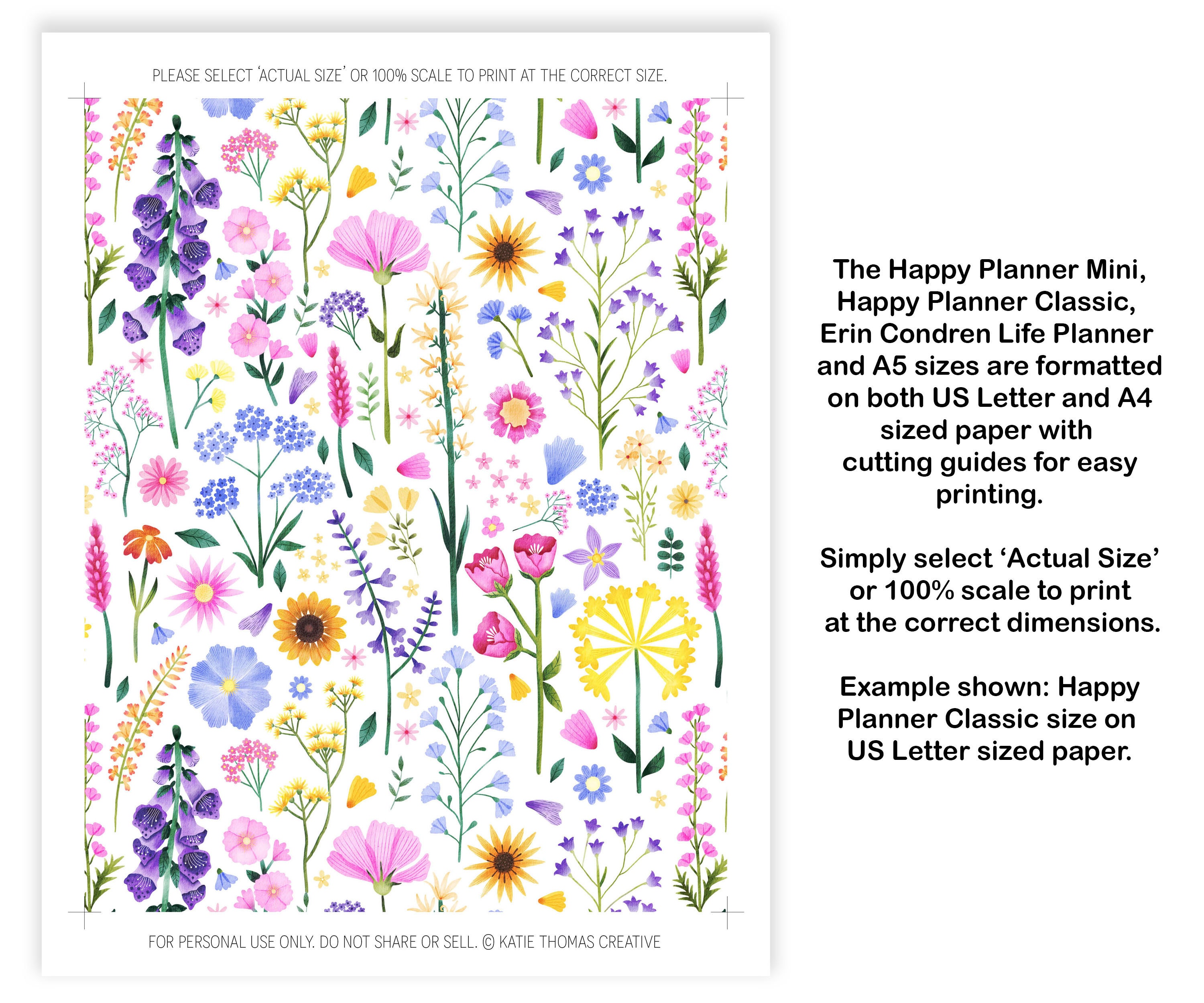 Wildflowers Printable Planner or Notebook Cover for Happy - Etsy Australia