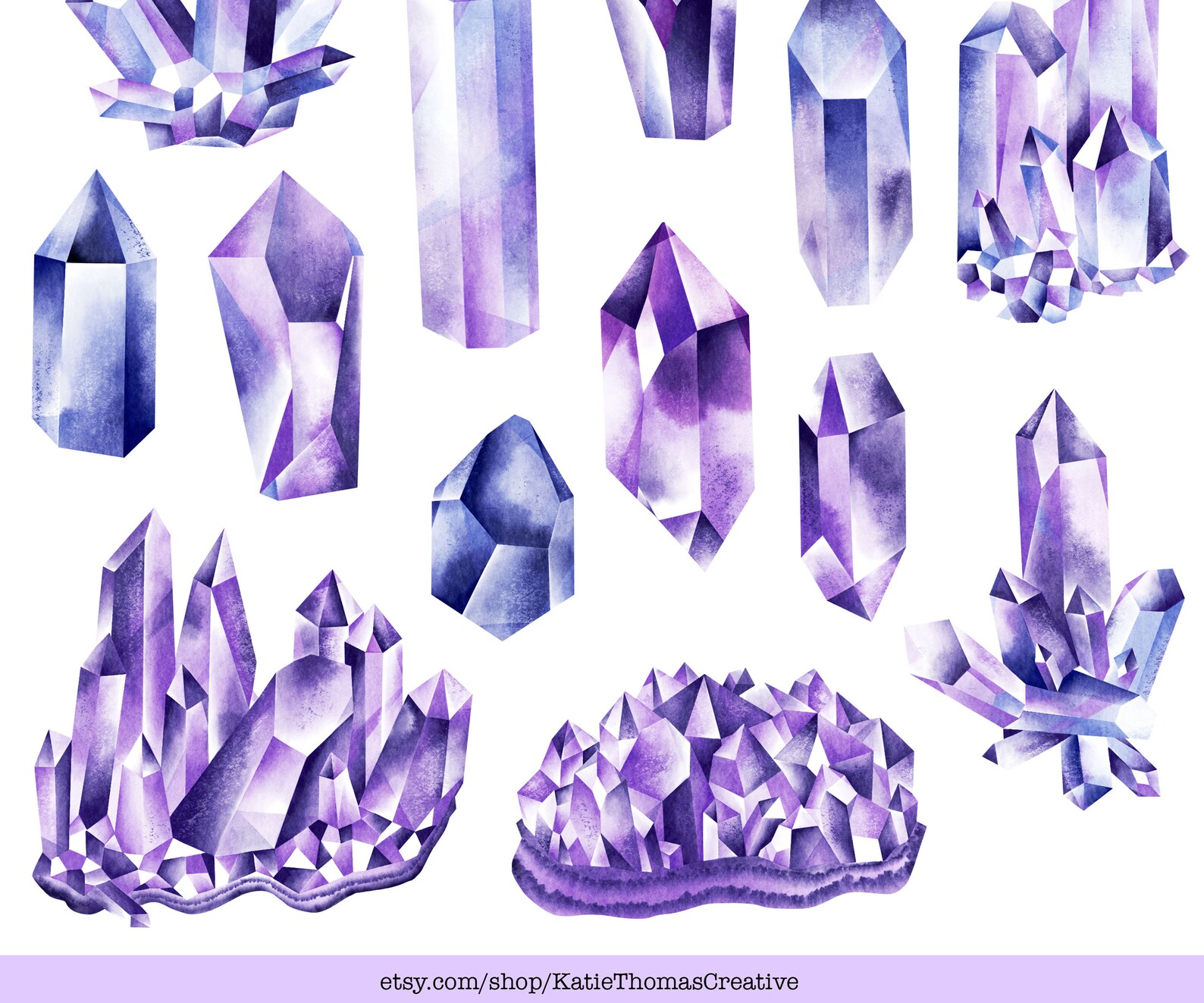 Amethyst Crystals Sticker Sheet, Printable Sticker Set for Journals ...