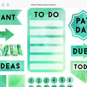 Green Watercolor Digital Planner Stickers for Digital Planning and ...