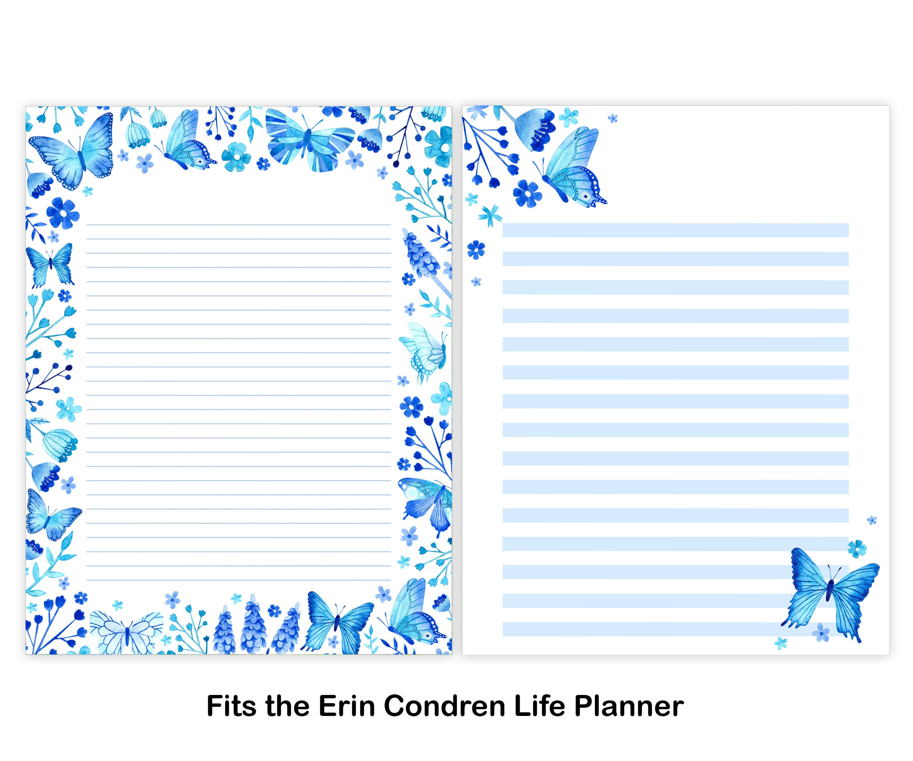 Blue Butterfly Floral Printable Note Pages Printable | Etsy