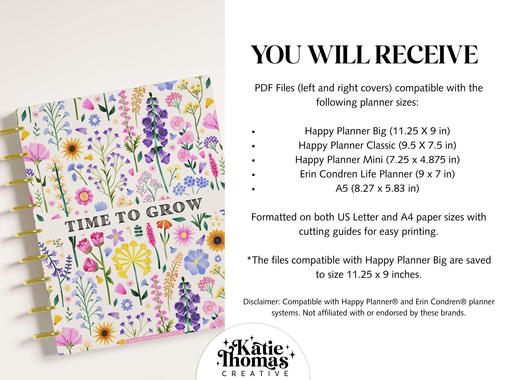 Wildflowers Printable Planner or Notebook Cover Fits Happy Planner ...