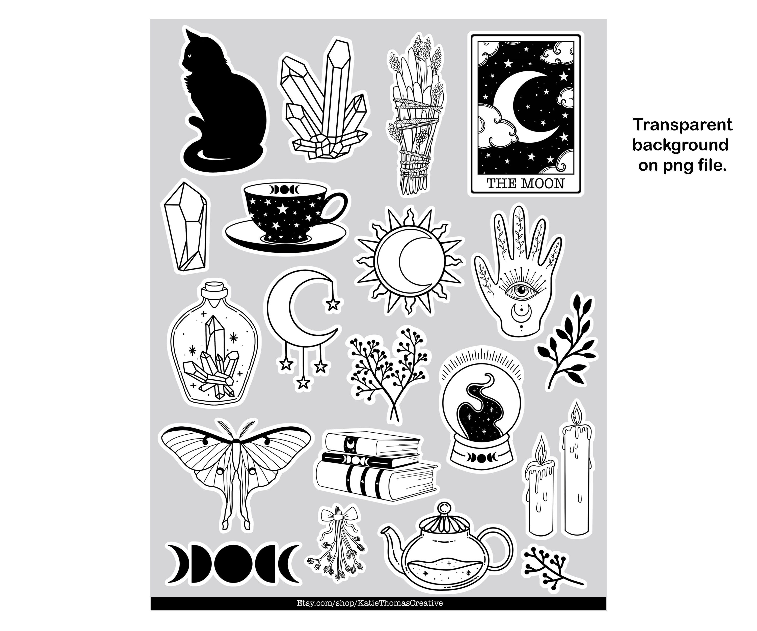 Mystica Printable Journal Stickers, Witchy Sticker Set for Planning and ...