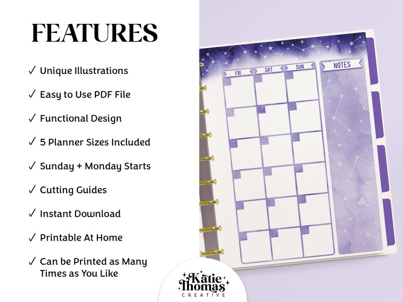 MONTHLY Printable Planner Pages Fits Happy Planner Classic, Big, Mini ...