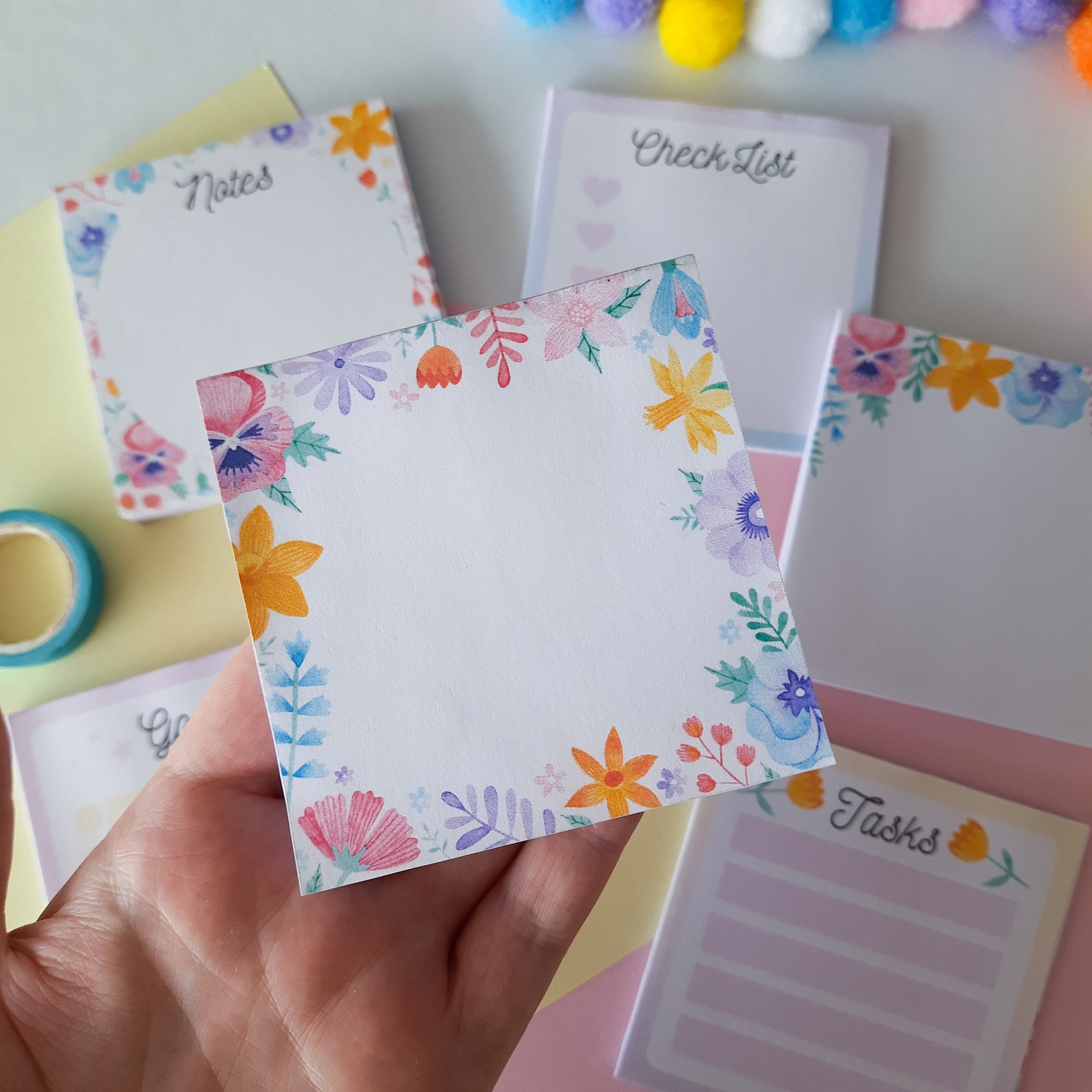 Printable Memo Pad Notes Pastel Rainbow Floral Stationery to - Etsy