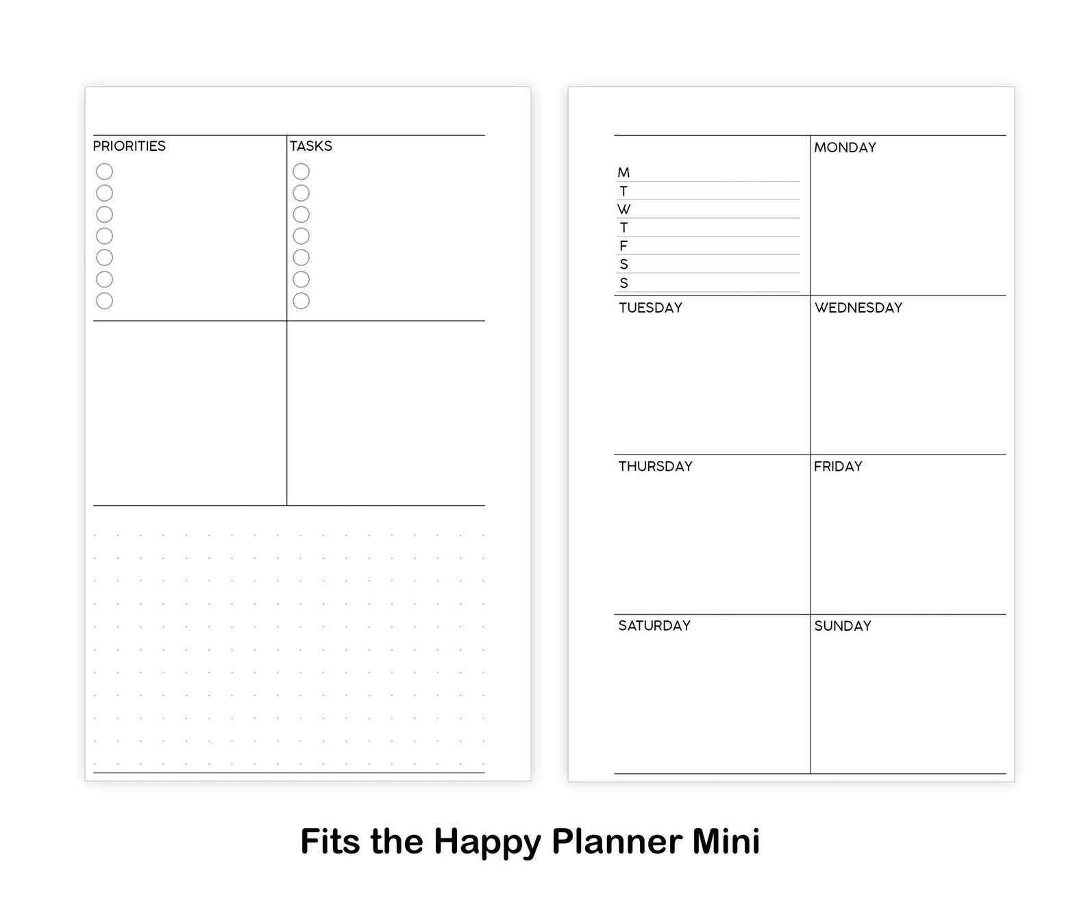 WEEKLY DASHBOARD Minimalist Planner Inserts for Happy Planner - Etsy ...