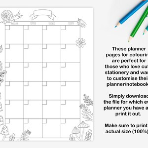 MONTHLY Coloring Printable Planner Pages for Happy Planner - Etsy