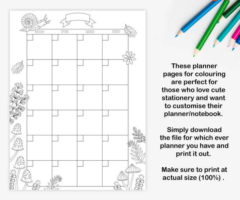MONTHLY Coloring Printable Planner Pages for Happy Planner - Etsy Australia