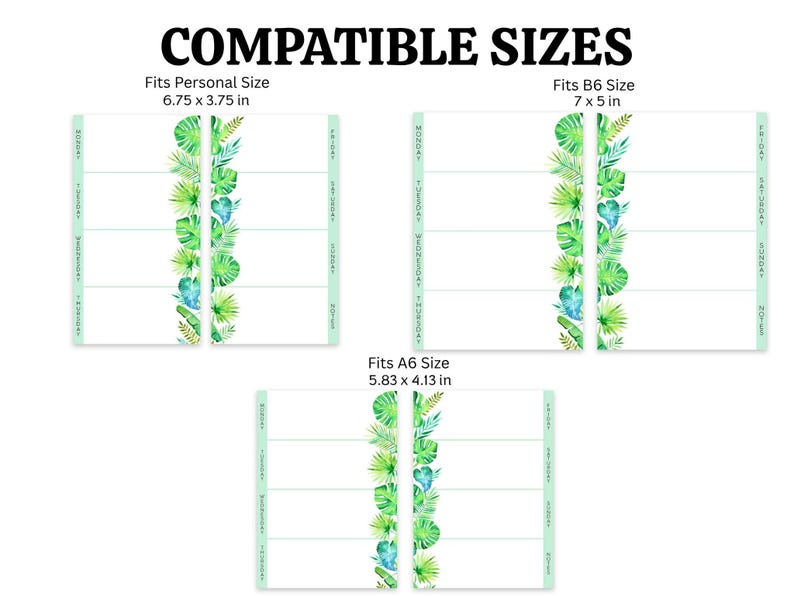 WEEKLY Planner Inserts Fits Happy Planner Skinny Classic, Skinny Mini ...