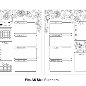 Printable Colouring WEEKLY Planner Inserts for Happy Planner - Etsy