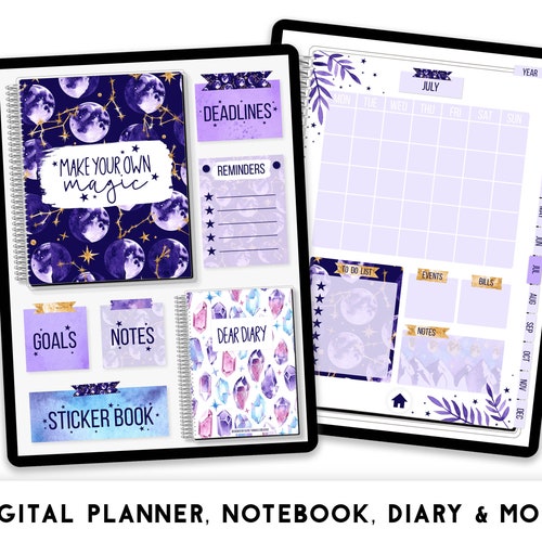 Moon and Stars Digital Planner for Goodnotes Digital Bullet - Etsy