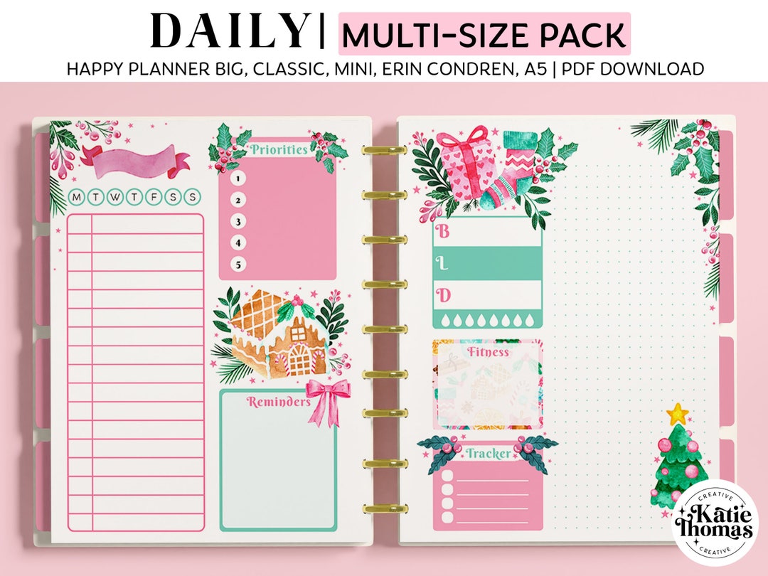 Christmas DAILY Planner Inserts for Happy Planner Classic, Big & Mini ...