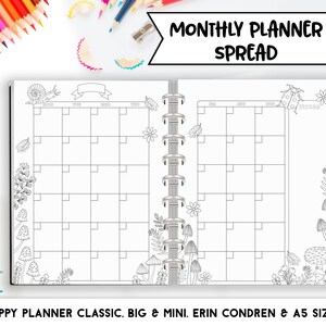 MONTHLY Coloring Printable Planner Pages for Happy Planner - Etsy Australia