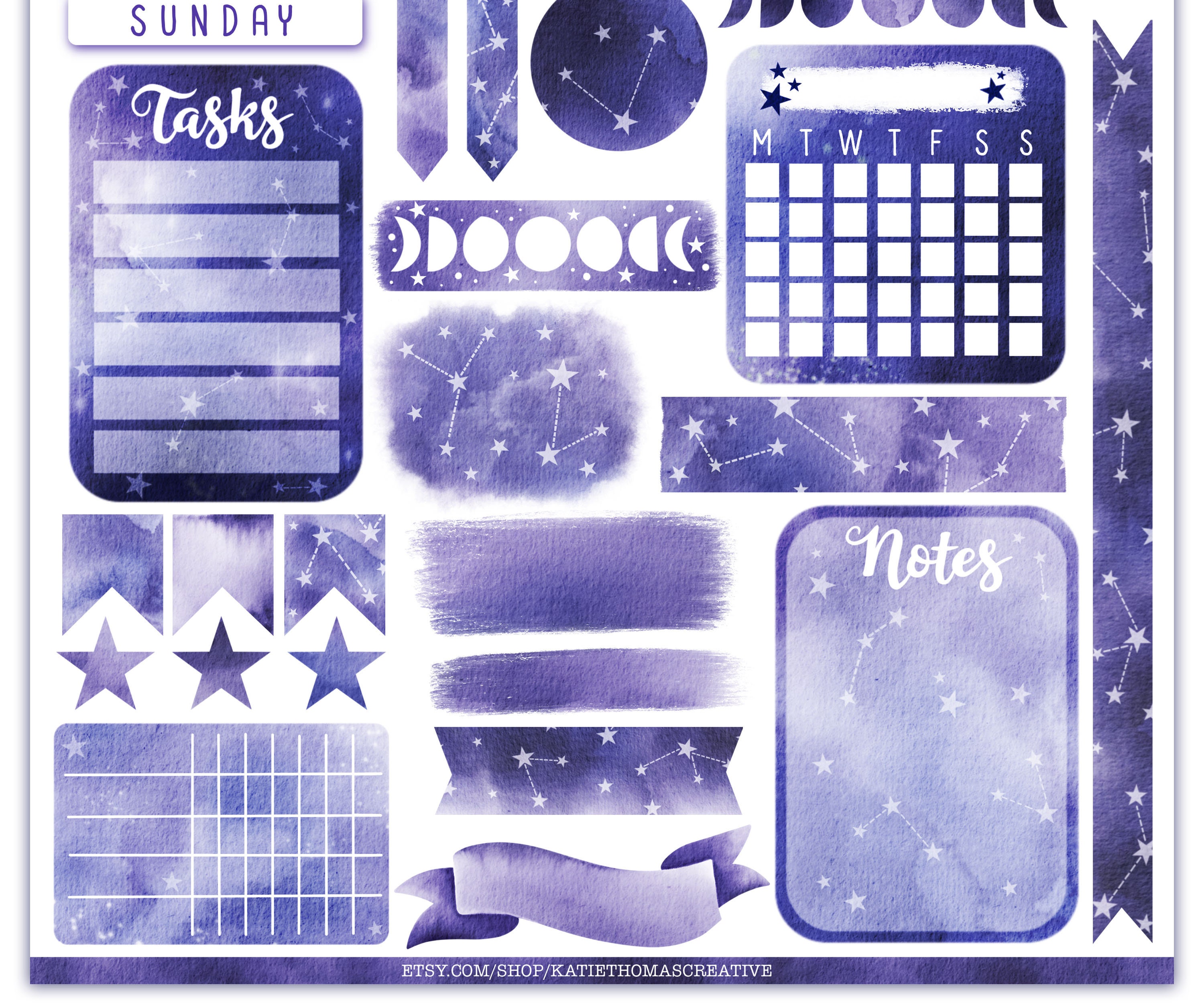 Printable Journal Sticker Kit, Weekly Sticker Kit, 33 Aesthetic and ...