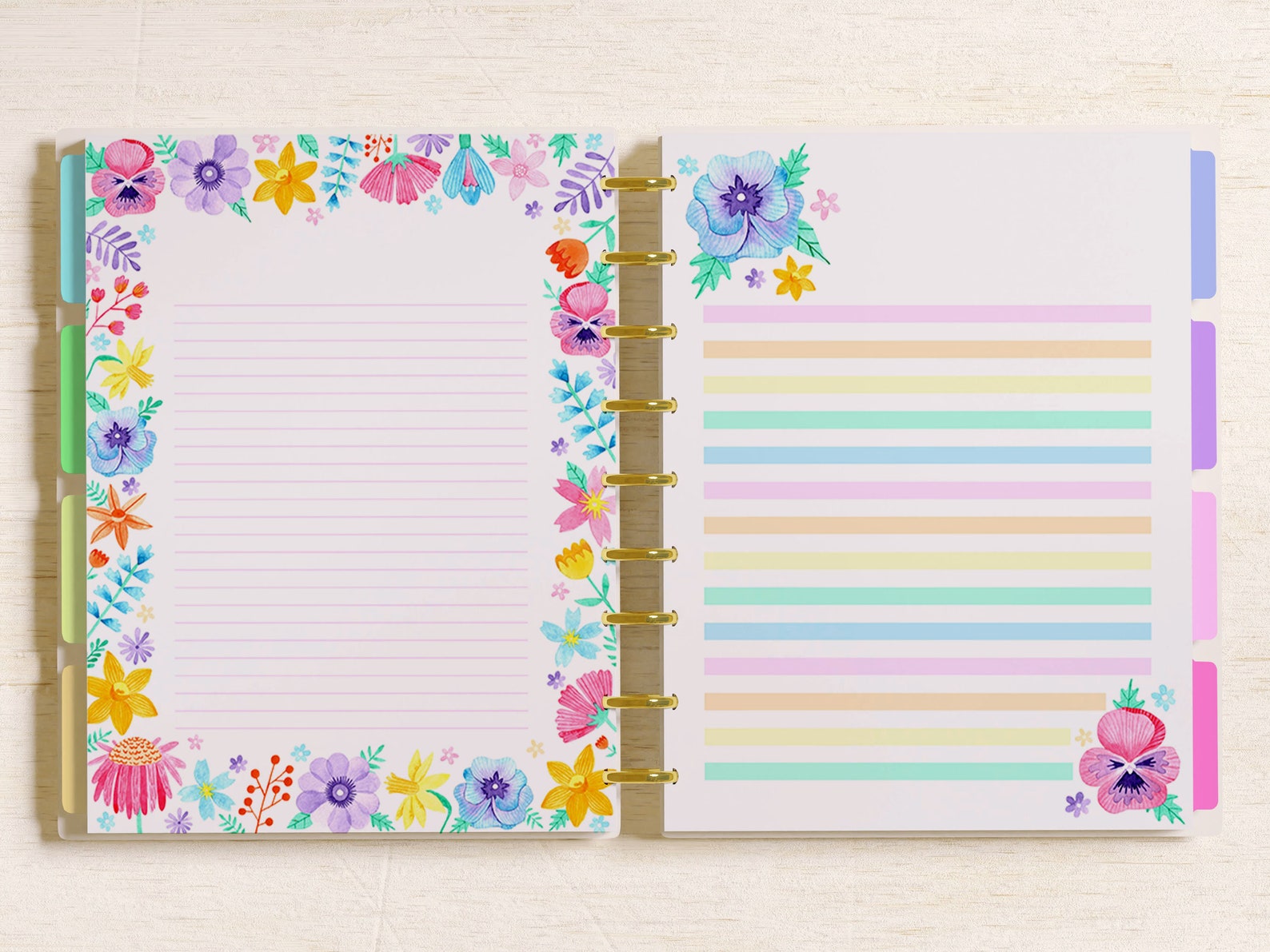 Rainbow Floral Printable Letter Writing Paper, Printable Stationery ...