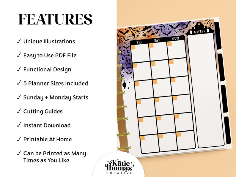 Halloween Planner Printable – Monthly Inserts Fits HP Big, Classic ...