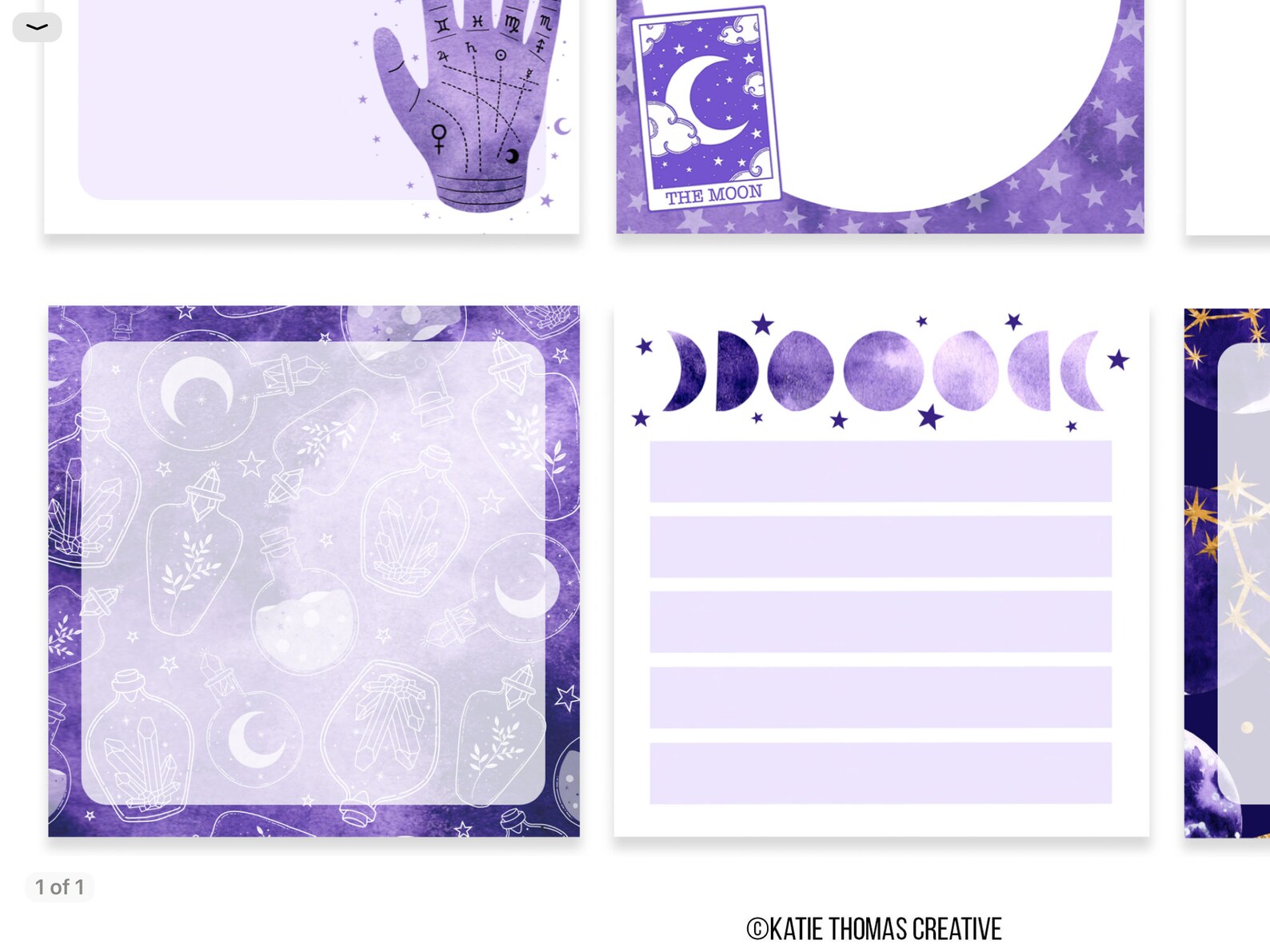 Digital Memo Pad Note Stickers Purple Witchy Aesthetic | Etsy